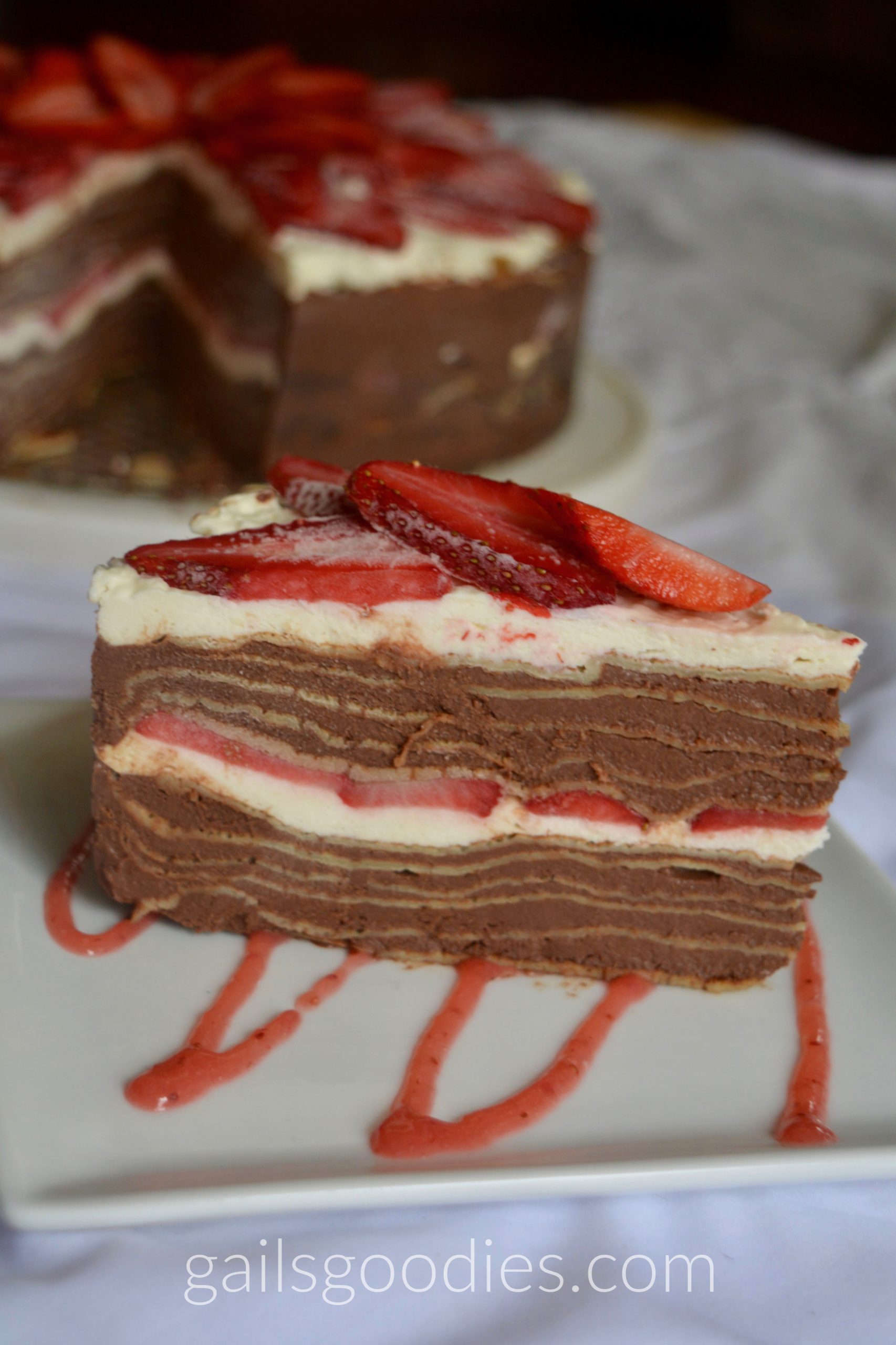 Chocolate Strawberry Crepe Cake - Gail's Goodies